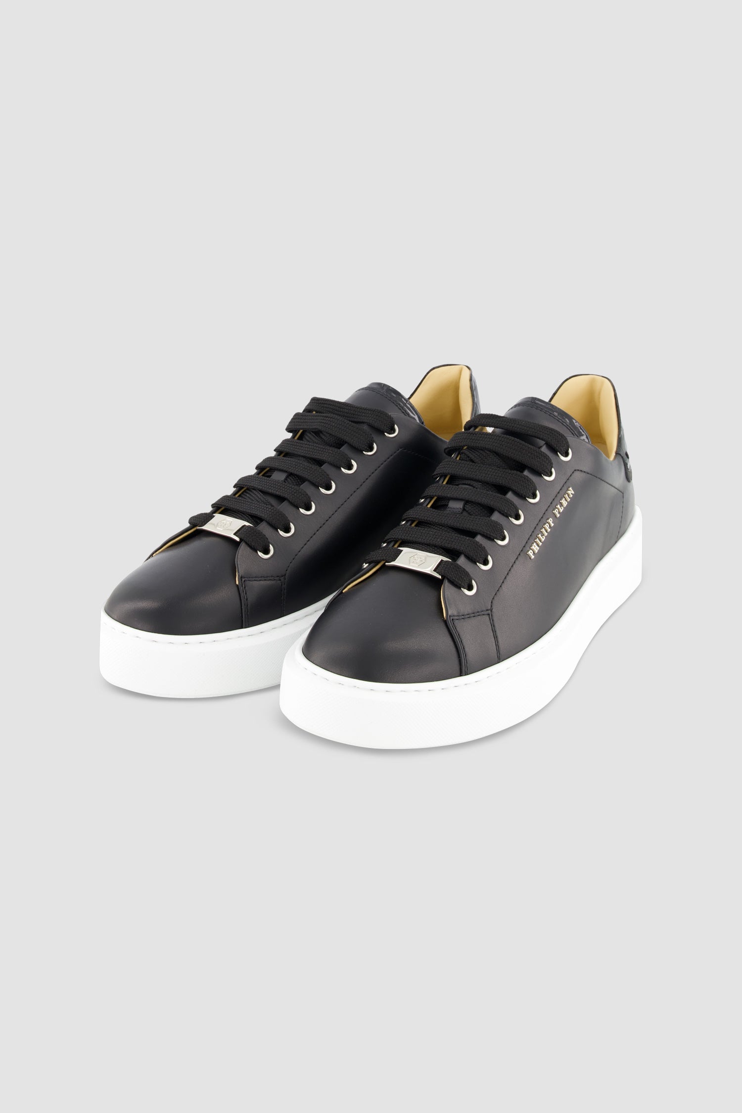 Buy Leather Hexagon Lo-Top Sneakers | Men | Black | Original Luxury